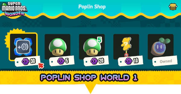 Poplin Shop Pipe-Rock Plateau (World 1) Items | Super Mario Wonder｜Game8