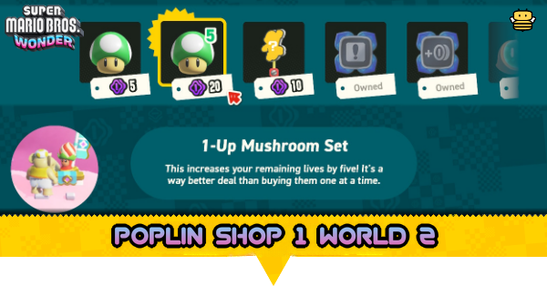 Poplin Shop 1 Fluff-Puff Peaks (World 2) Items | Super Mario Wonder｜Game8