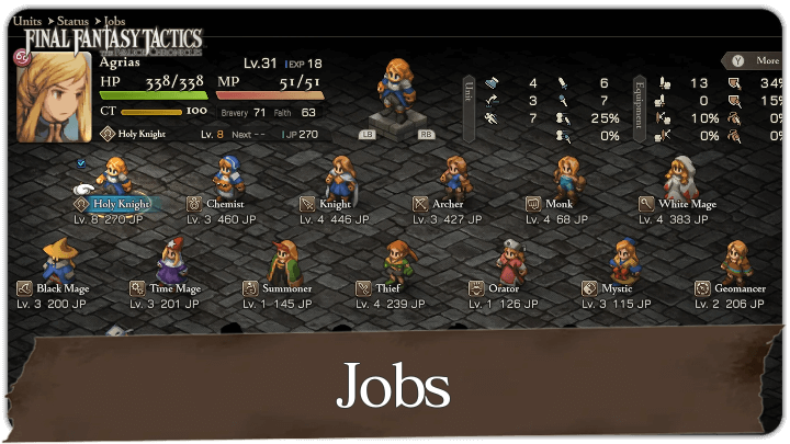 List of All Jobs and Unlock Requirements | Final Fantasy Tactics (FF ...